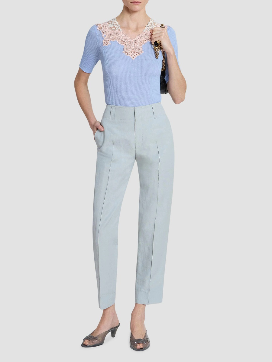 CHLOÉ linen-cotton straight-leg trousers